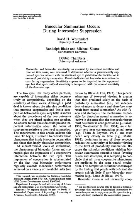 Binocular Summation Occurs During Interocular Suppression Request Pdf
