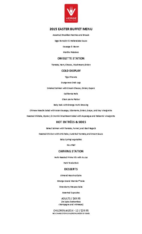 Easter Buffet Menu Pdfsimpli