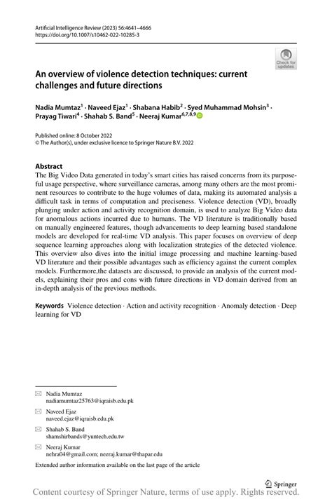 An Overview Of Violence Detection Techniques Current Challenges And