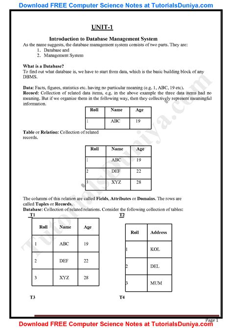 SOLUTION Database Management System Notes Tutorialsduniya Studypool