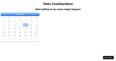 React Calendar Forked Codesandbox