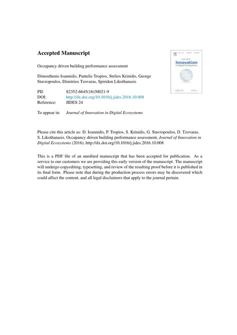 Pdf Occupancy Driven Building Performance Assessment