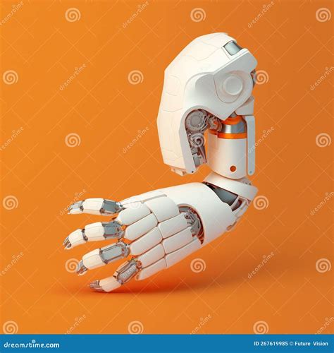 Image Of Cyber Prosthetic Of Arm On Orange Background Created Using
