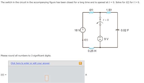 Solved The Switch In The Circuit In The Accompanying Figure Chegg