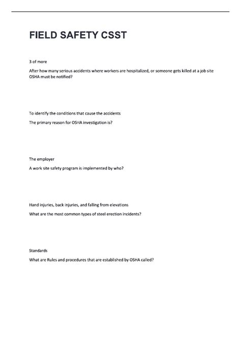 Field Safety Csst 2025 Questions With Correct Answers 100 Trusted Complete Trusted Solutions