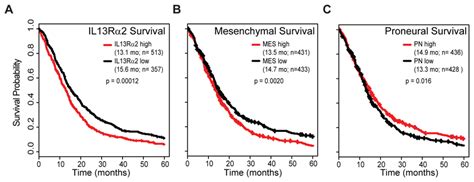 over expression of il13rα2 is associated with decreased patient