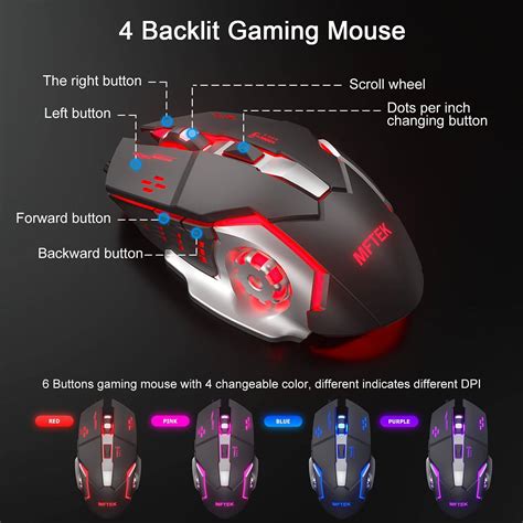 Mftek Rgb Rainbow Gaming Keyboard And Mouse Combo Compact 87 Keys Bac Digvice