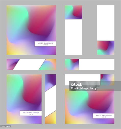 A4 및 정사각형 커버 6 개의 배너 세트 많은 색상의 밝은 템플릿입니다 브로셔 포스터 전단지 전단지 프리젠테이션을 위한 레이아웃 여섯 개의 다른 배너 추상적인 얼룩 벡터