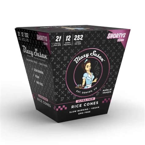 Blazy Susan Ultra Thin Rice Cones Shortys 53mm 12pk 21ct Eazy Wholesale