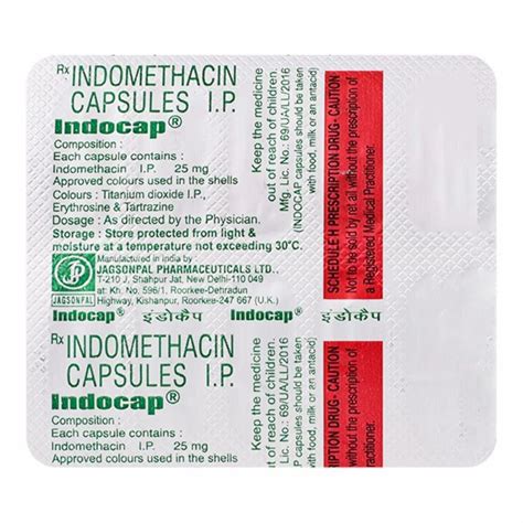 Indocap Cap 25mg Indomethacin Capsules At ₹ 52 Stripe Indometacin