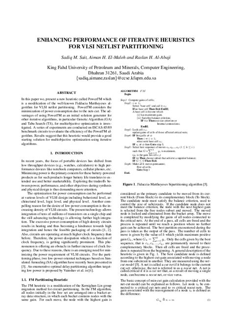 Pdf Enhancing Performance Of Iterative Heuristics For Vlsi Netlist Partitioning Sadiq M Sait