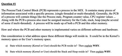 Solved Question The Process Task Control Block PCB Chegg