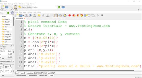 Three Dimensional Plots Using Octave TestingDocs