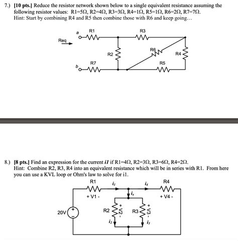 7 [10 Pts ] Reduce The Resistor Network Shown Below To A Single Equivalent Resistance Assuming