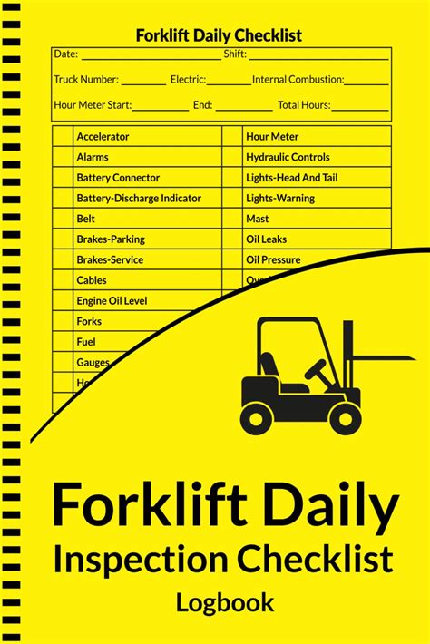 Forklift Daily Inspection Checklist Log Book Equipment Safety