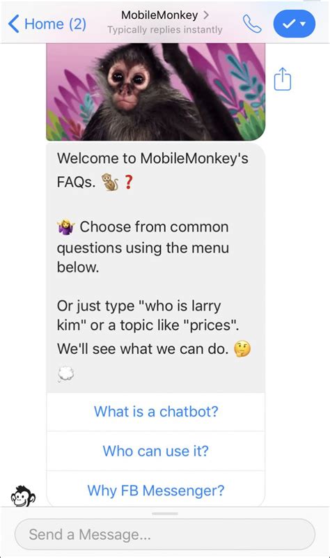Chatbot Answering Faqs Facebook Messenger Chatbot Chat App