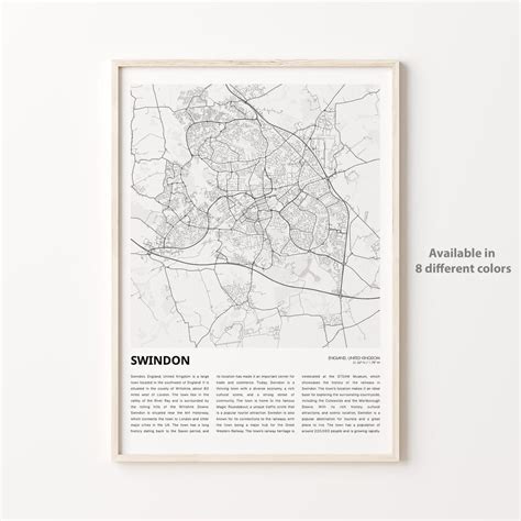 Swindon Map Print Swindon Travel Map Swindon Wall Decor Art Swindon