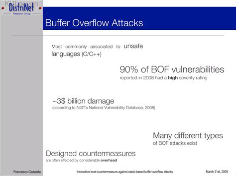 Instruction Level Countermeasure Against Buffer Overflow Attacks Ppt