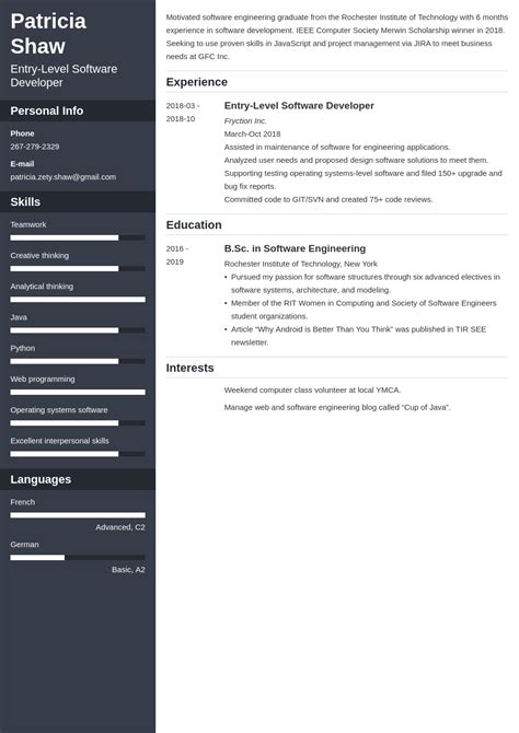 Entry Level Software Engineer Resume Sample And Guide