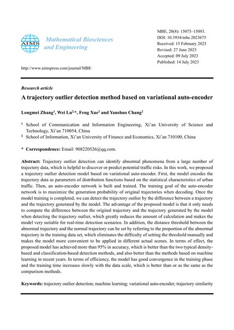 Pdf A Trajectory Outlier Detection Method Based On Variational Auto
