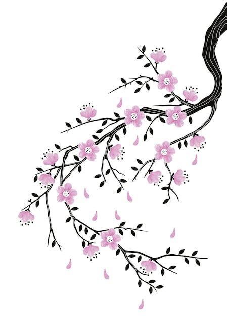 Premium Vector Flowering Tree Branch Vector