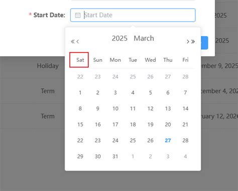Element Plus Datepickercalendar 设置周六为起始日（可自定义）element Plus怎么设置日期选择器的