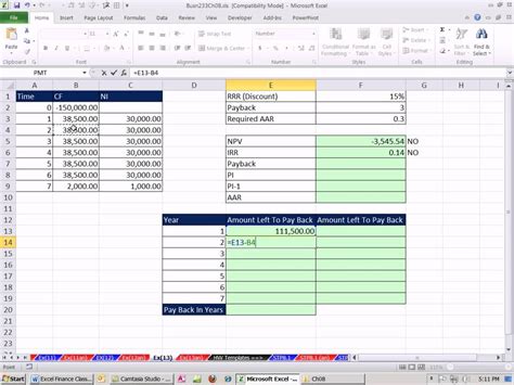 Npv Irr Excel Template