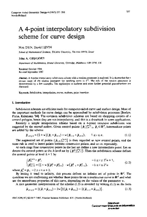 pdf a 4 point interpolatory subdivision scheme for curve design
