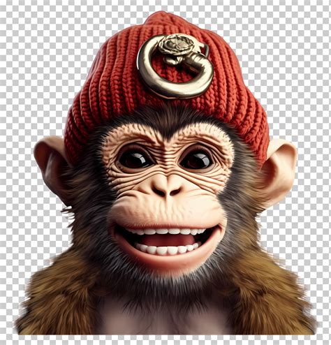 Smile Monkey Wearing Beanie Hat Monkey With Red Hat Smiling Png