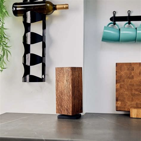 360 Rotating Block Rotatable Knife Block Wooden Knife Display Rustic Knife Block Wood Magnet