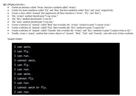 Solved Q2 35 Pts Interface Create An Interface Called