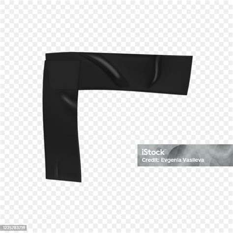 블랙 덕트 테이프 각도 투명 한 배경에 격리 된 고정에 대 한 현실적인 검은 점착 테이프 조각 스카치 코너 사실적인 3d 벡터 일러스트레이션 3차원 형태에 대한 스톡 벡터