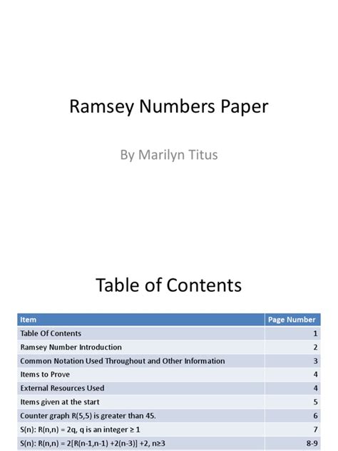 Ramsey Numbers Paper Powerpoint Outline Pdf Graph Theory Vertex Graph Theory