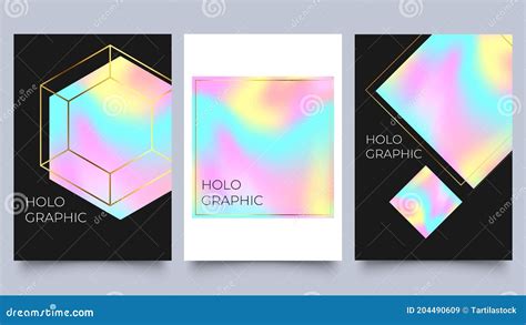 Holographic Poster Set Spectrum With Gradient Mesh And Geometric