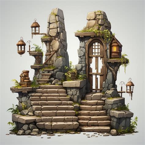 Premium Ai Image Stairs Game Assets