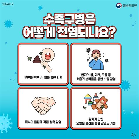 영유아 0~6세 최근 10년간 가장 큰 유행 수족구병 발생주의 카드뉴스 홍보자료 알림·자료 질병관리청