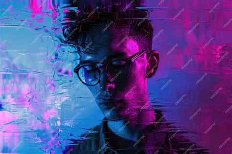 Premium Photo Portrait Of A Young Man Wearing Glasses Against A