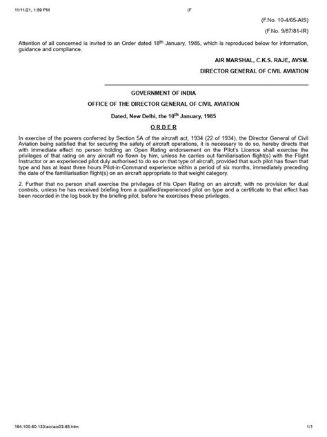 Aic 3 1985 Open Rating Pdf