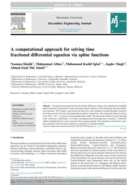 Pdf A Computational Approach For Solving Time Fractional Differential Equation Via Spline
