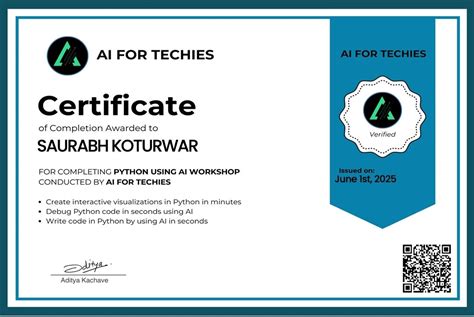 Completed Python Using Ai Workshop By Ai For Techies Saurabh Koturwar Posted On The Topic