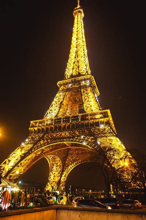 Night Eiffel Tower Light Show Landmark Of Paris Editorial Photo