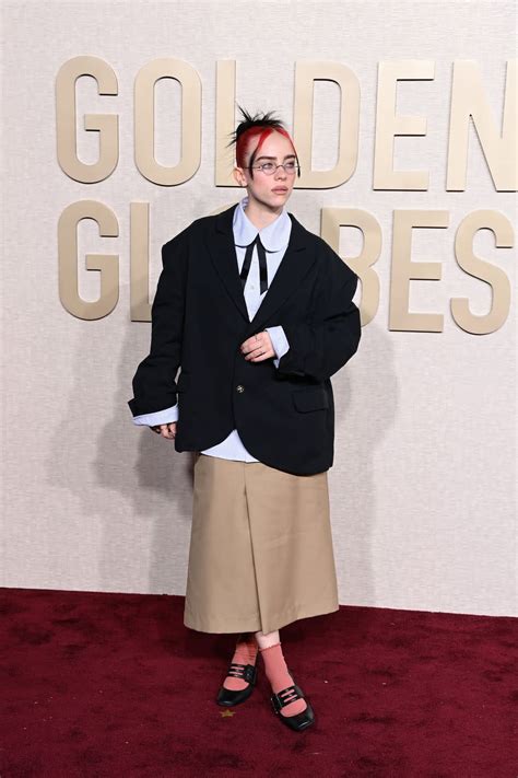 Billie Eilish Put A Cool Twist On An Oversized Blazer And Skirt At The 2024 Golden Globes
