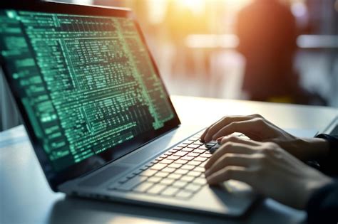 Premium Photo Man Type On Keyboard Of Laptop Showing A Screen With Coding