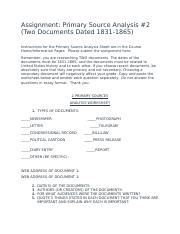 Primary Source Analysis Exploring United States History Through Course Hero