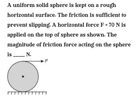 A Uniform Solid Sphere Is Kept On A Rough Horizontal Surface The Frictio