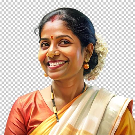 Premium Psd Woman In Saree Smiling
