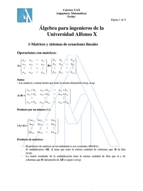Ici Matrices Formulario Pdf