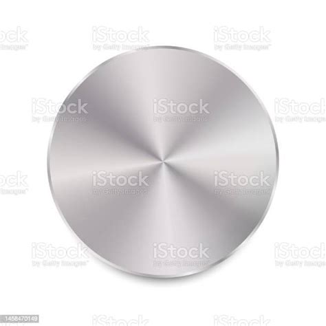 그림자가 있는 현실적인 둥근 금속 배지 금속 알루미늄 또는 크롬 질감의 원형 빈 버튼 3차원 형태에 대한 스톡 벡터 아트 및 기타 이미지 3차원 형태 강철 그래픽