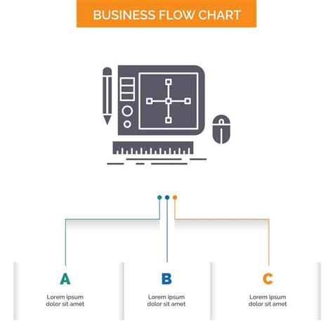 Design Graphic Tool Software Web Designing Business Flow Chart Design With 3 Steps Glyph