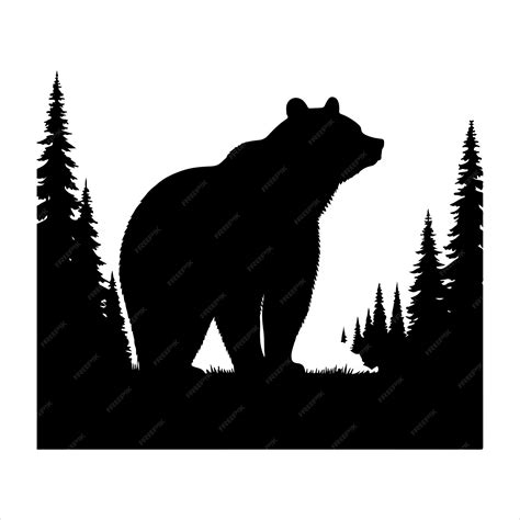 Premium Vector Bear Standing Silhouette Vector Black Color Silhouette